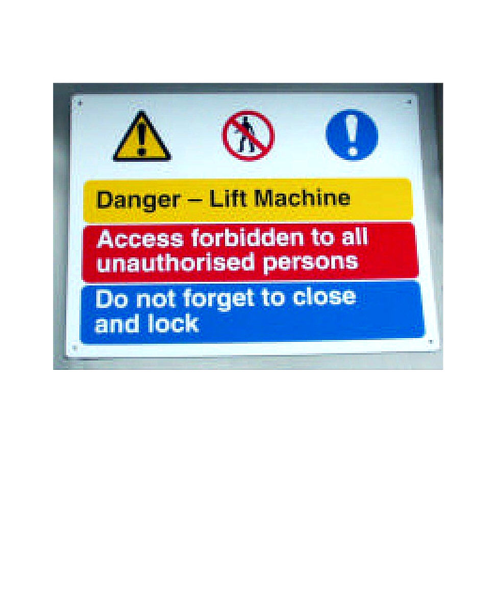 Danger Lift Machine Room Notice - Elevator Equipment