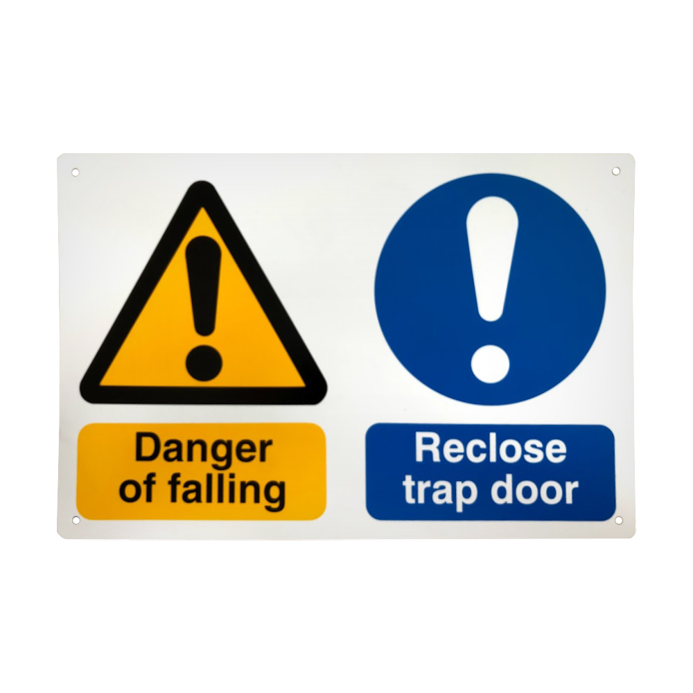 Danger of Falling - Reclose Trap Door Notice - Elevator Equipment