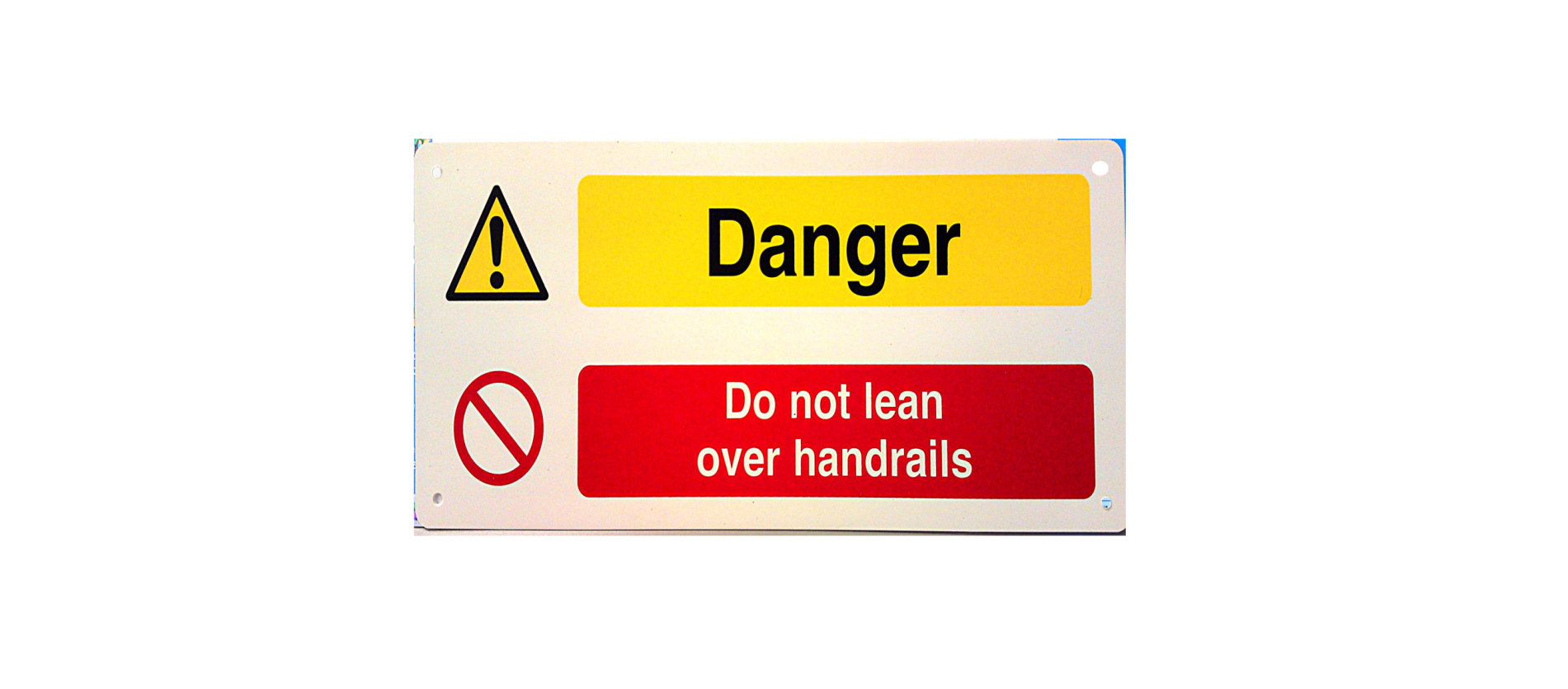 Danger Do Not Lean Over Handrail Notice - Elevator Equipment