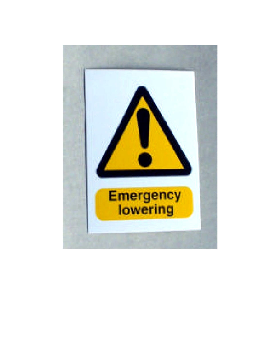 Emergency Lowering Notice - Elevator Equipment