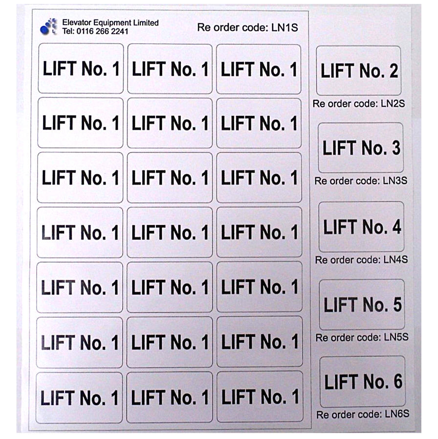 Floor Numbering Identification Labels - Elevator Equipment