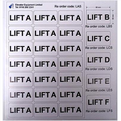 Floor Lettering Identification Labels - Elevator Equipment