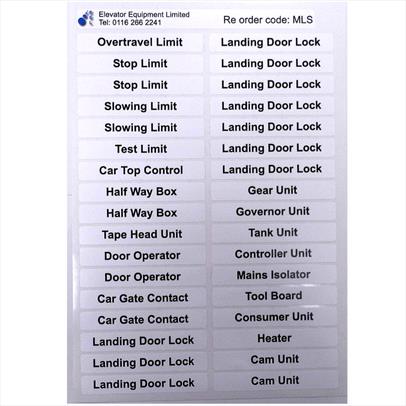 Various Lift Labels - Elevator Equipment