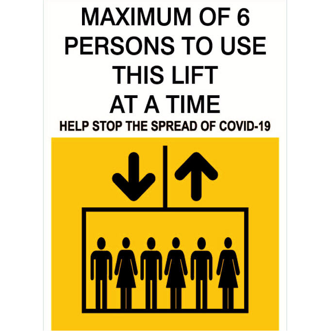 Lift Occupancy Notice - Self Adhesive Label - 1 to 6 Persons - Elevator ...