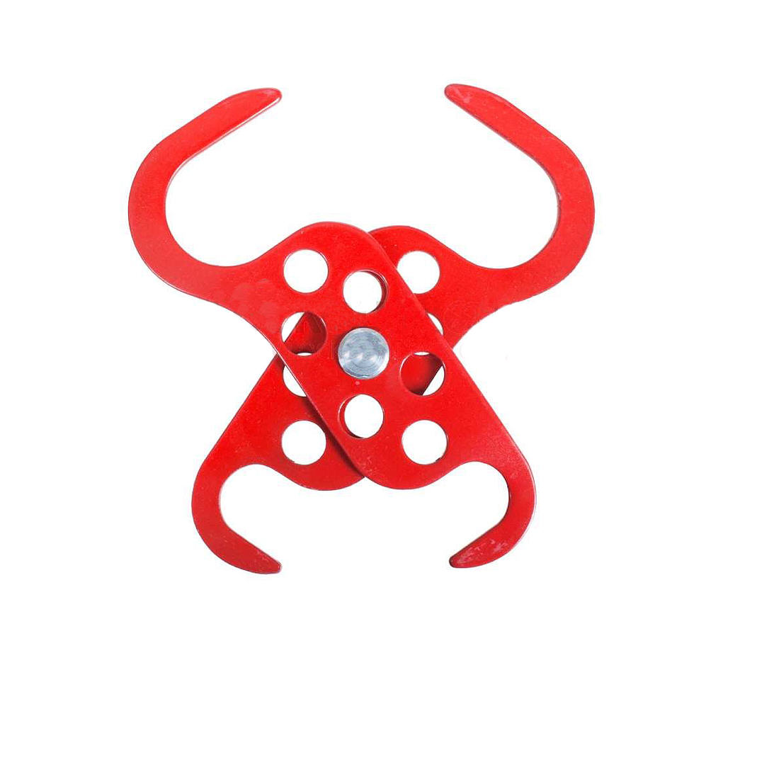 Red Powder Coated Scissor Lockout Hasp - 6 Hole - Elevator Equipment